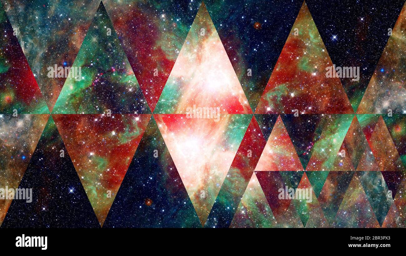 Universe, nebula, galaxy and the sacred geometry collage. Abstract ...