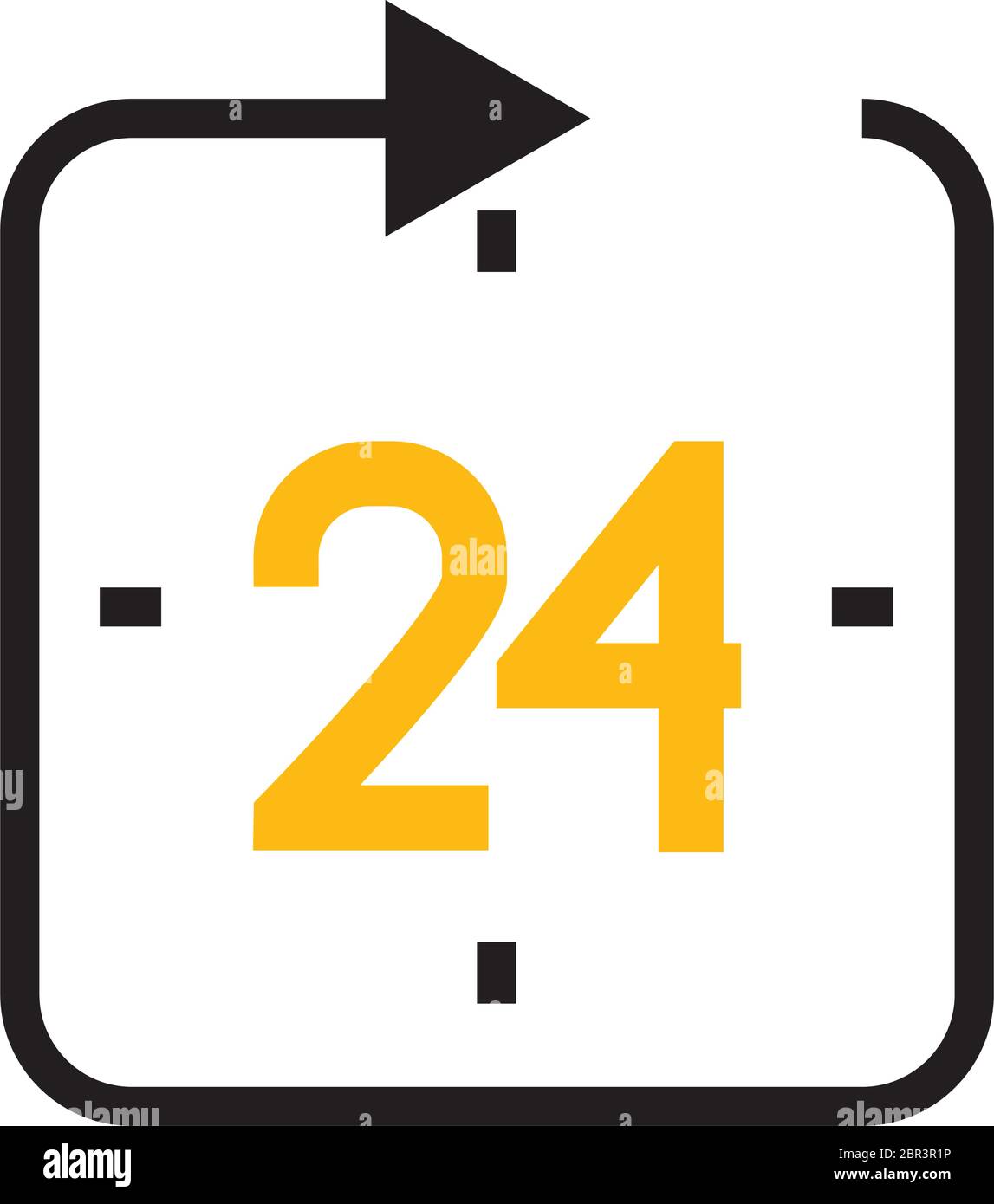 24 hours symbol over white background, half line half color style ...