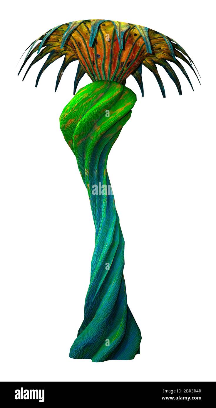 3D rendering of a fantasy alien plant isolated on white background ...