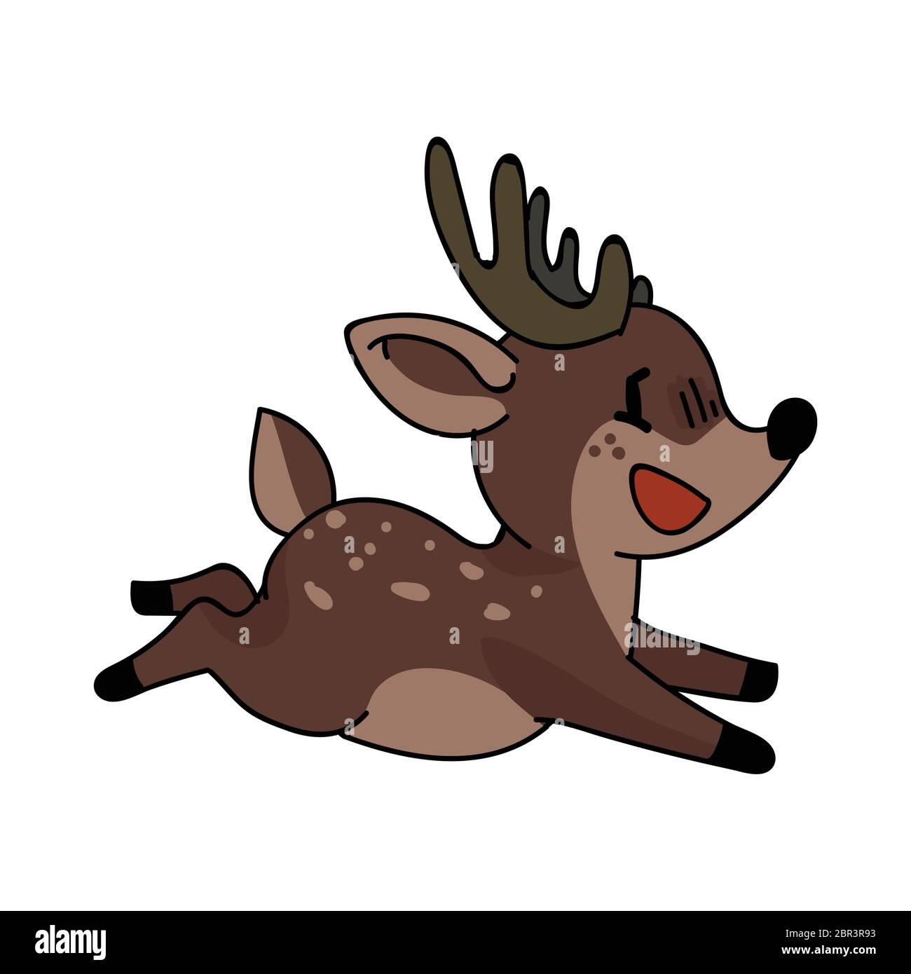 Cute forest jumping deer animal vector illustration. Buck deer with ...