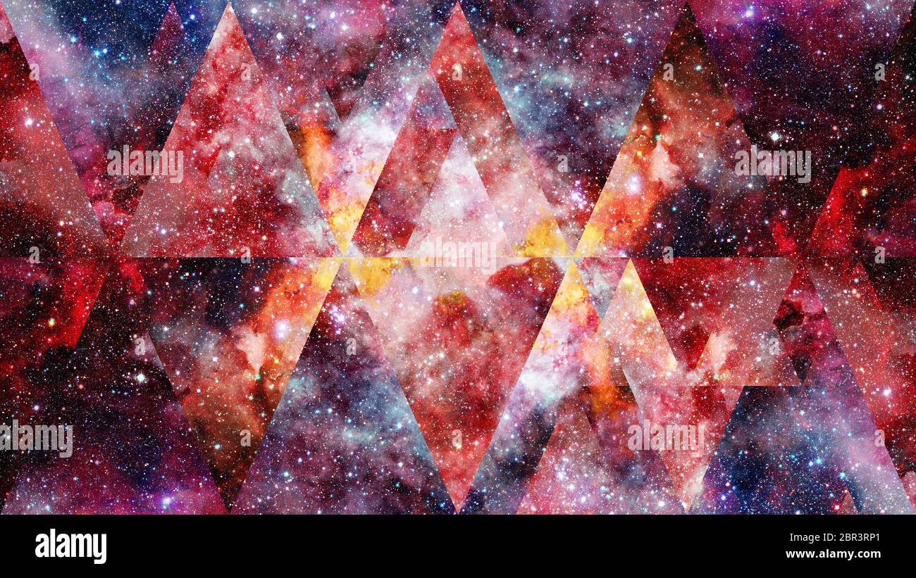Universe, nebula, galaxy and the sacred geometry collage. Abstract ...