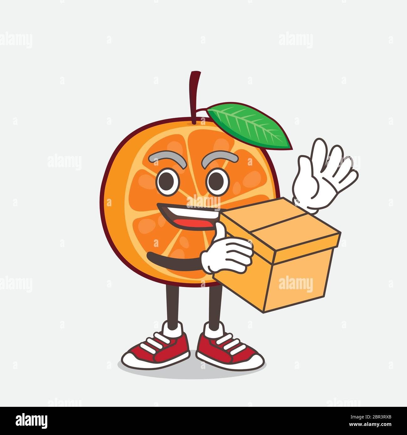 An illustration of Orange Fruit cartoon mascot character holding a box ...