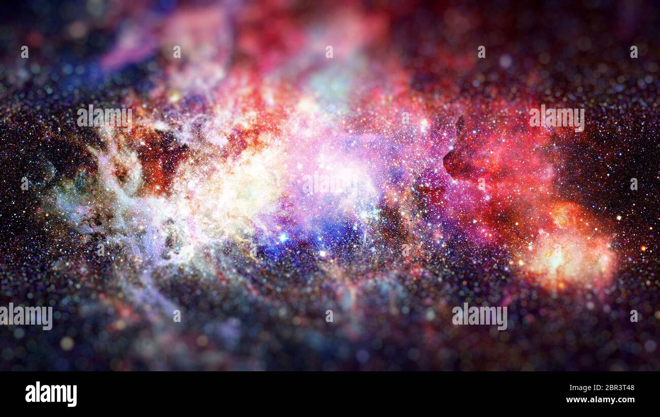 Nebula and stars in deep space. Science fiction art with small DOF ...