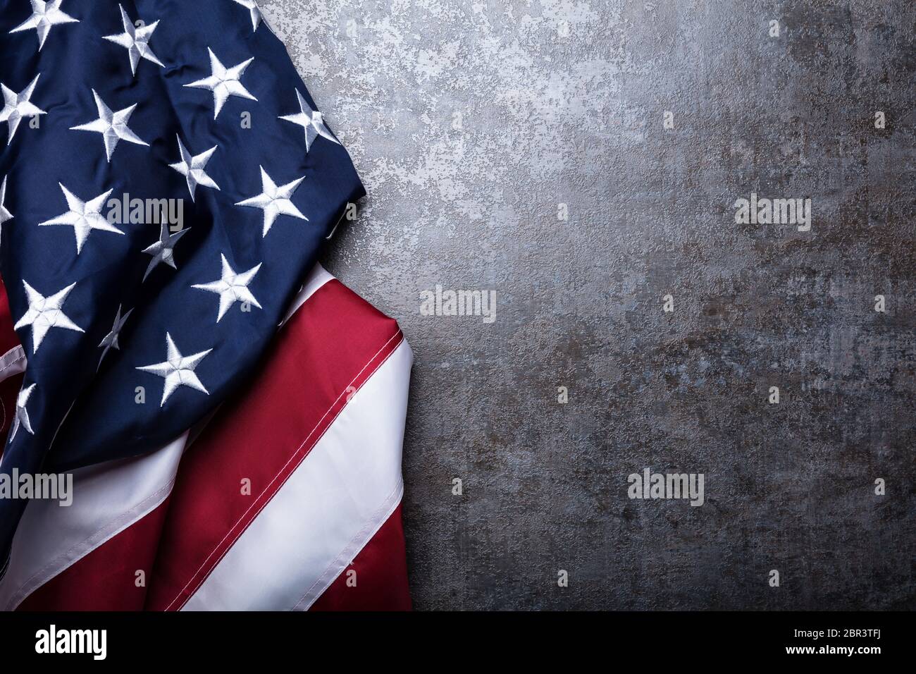 An Overhead View Of American Flag On Dark Concrete Background Stock ...