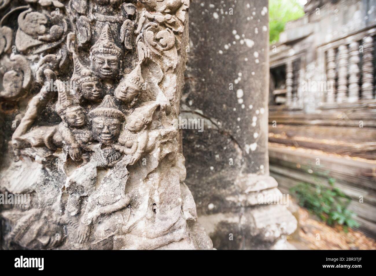 Carvings on the stone walls of Beng Mealea; the Jungle Temple. Angkor ...