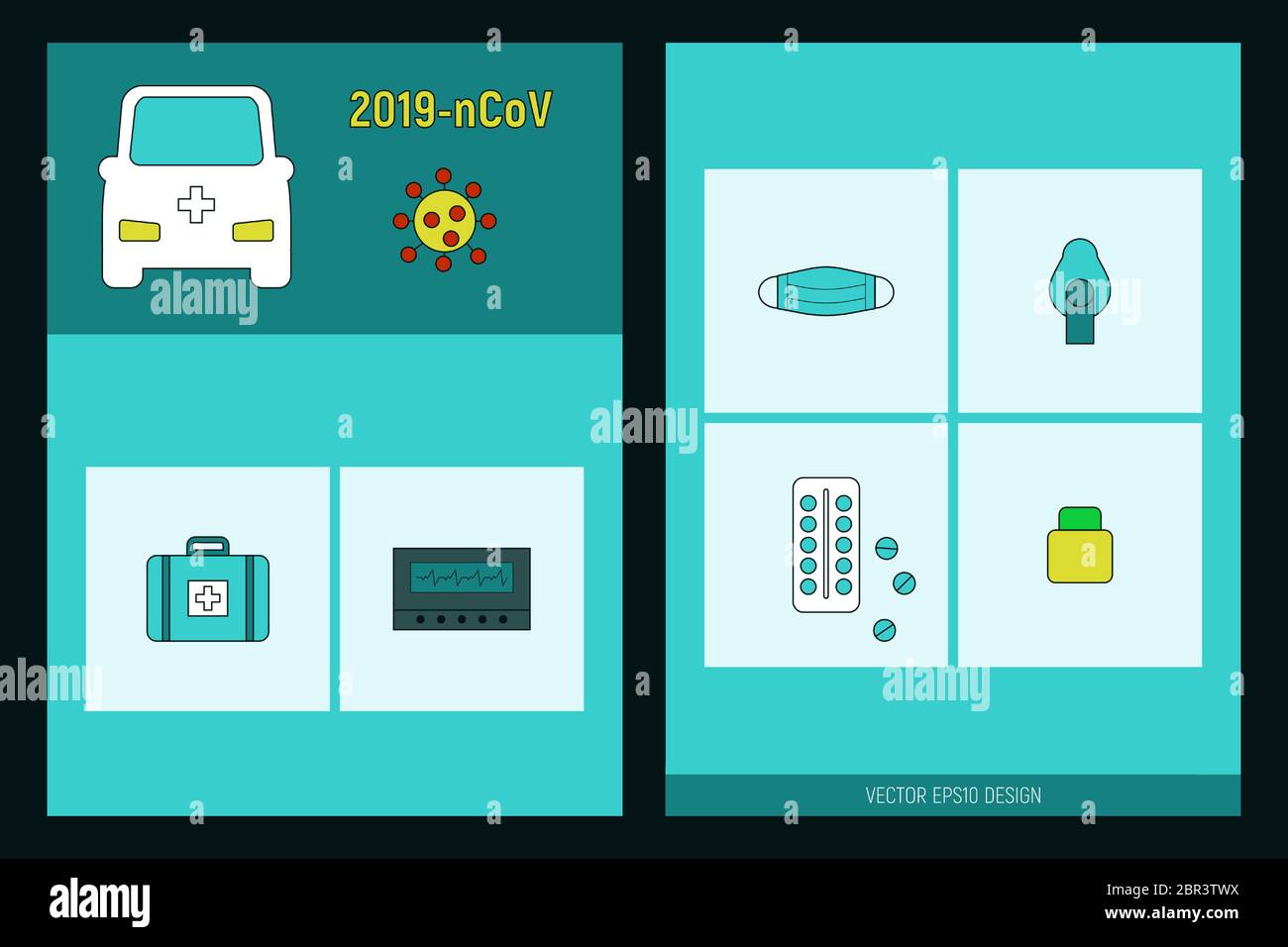 COVID 19 epidemic icons set. Coronavirus pandemic signs, artificial ...
