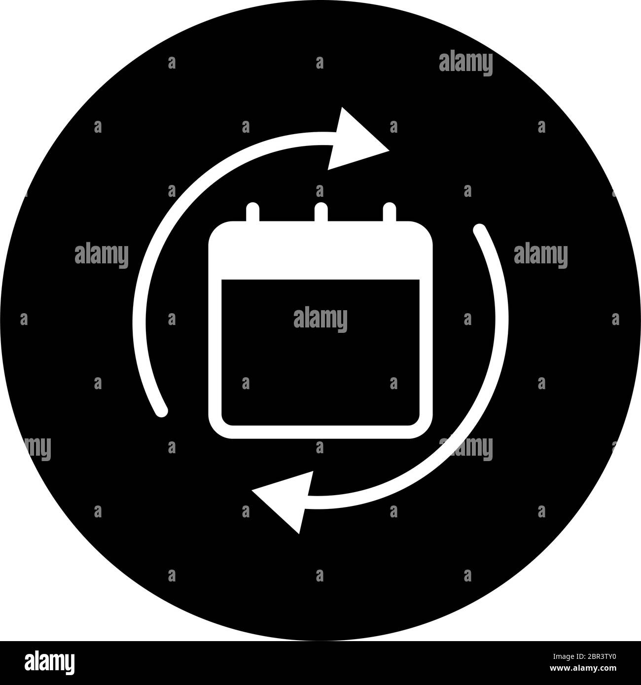 calendar with sync arrows icon over white background, block style ...