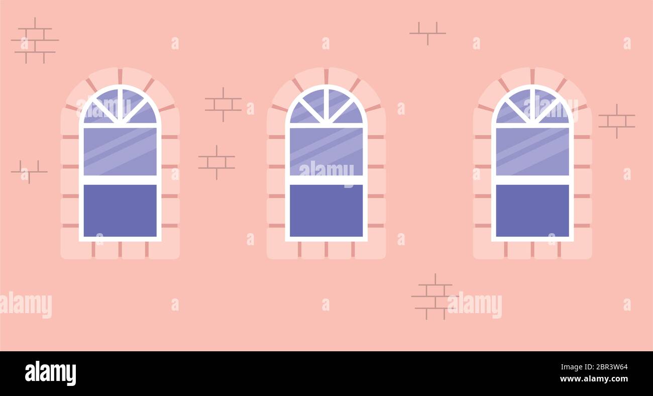 Isolated windows outside pink building vector design Stock Vector Image ...