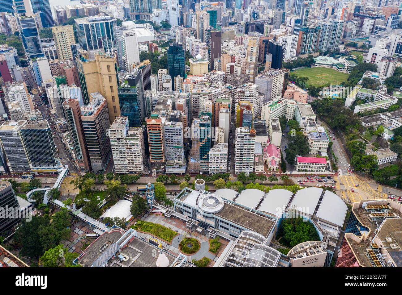Tsim Sha Tsui, Hong Kong 21 April 2019: Top view of Hong Kong city ...