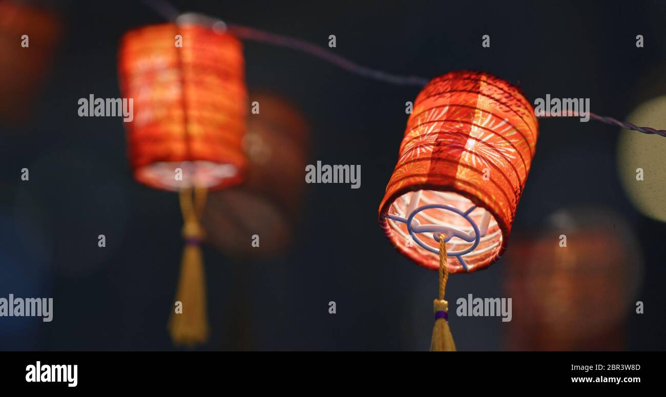 Red lantern at night Stock Photo - Alamy
