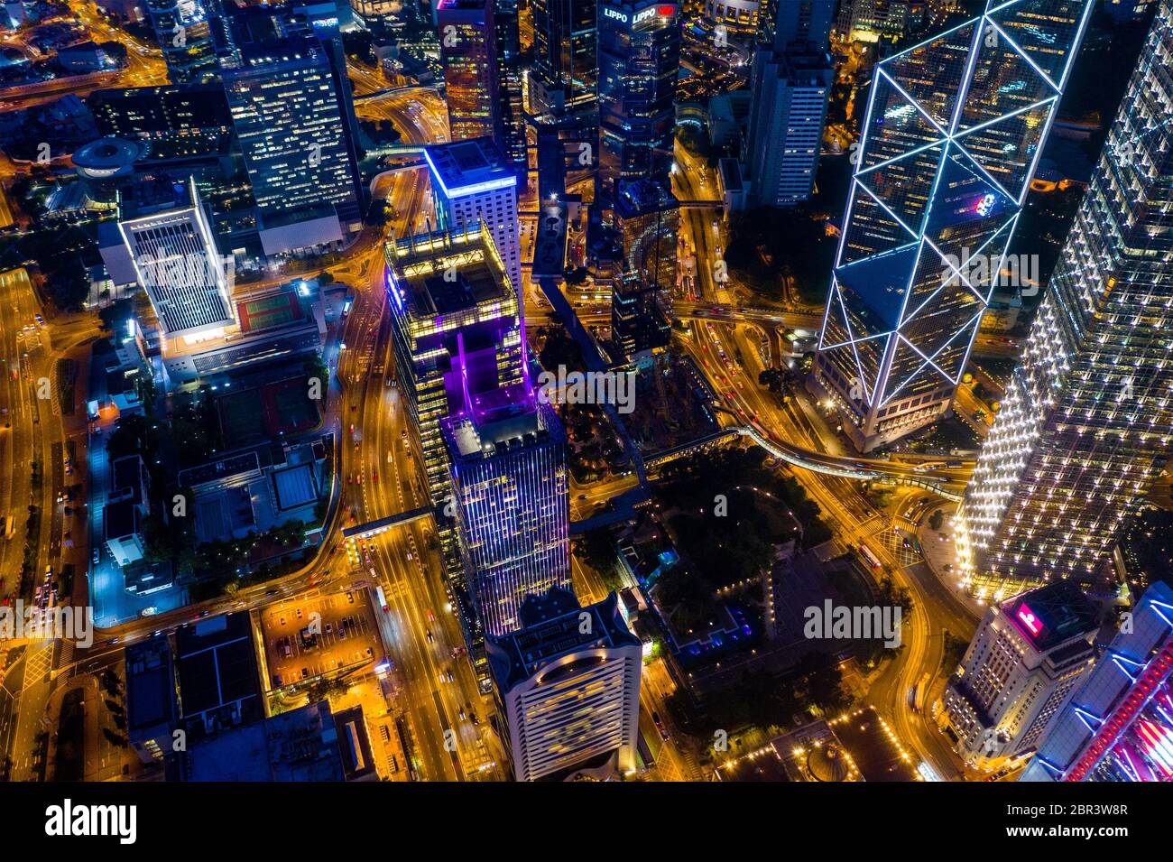 Central, Hong Kong 29 April 2019: Top view of Hong Kong downtown city ...