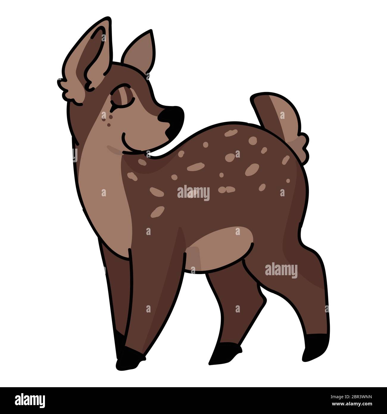 Cute woodland doe deer vector illustration. Buck deer with antlers ...