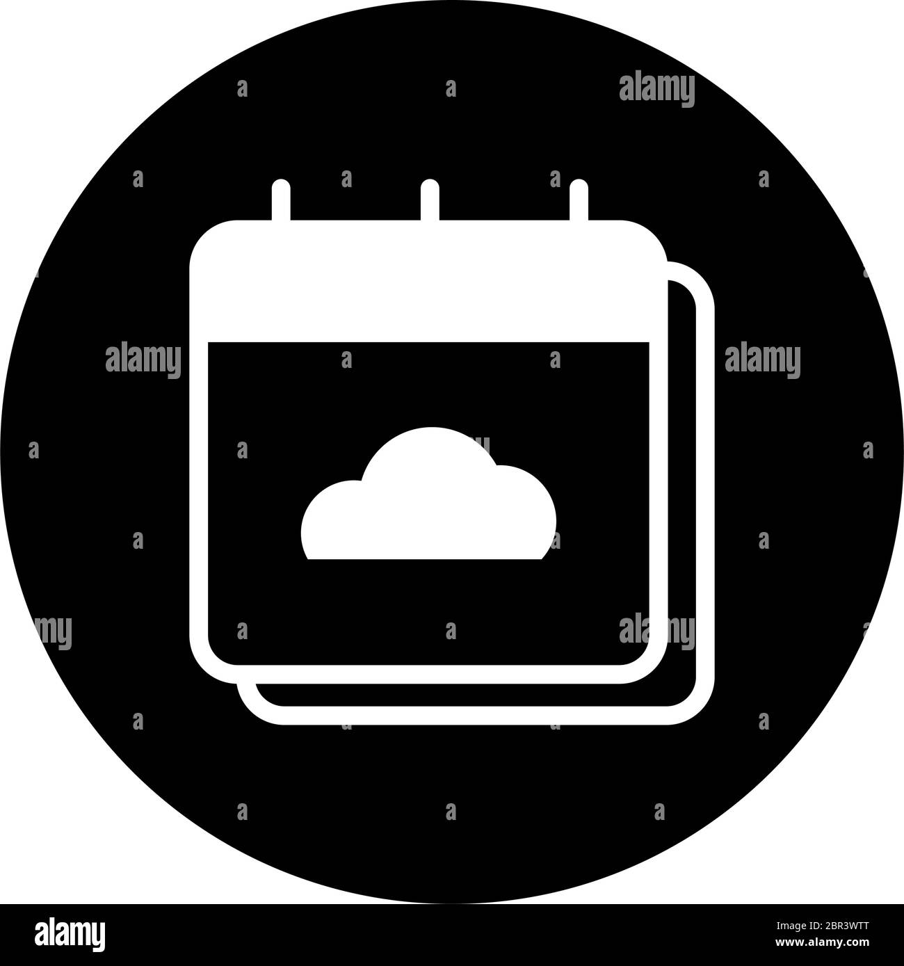 calendar with cloud storage icon over white background, block style ...