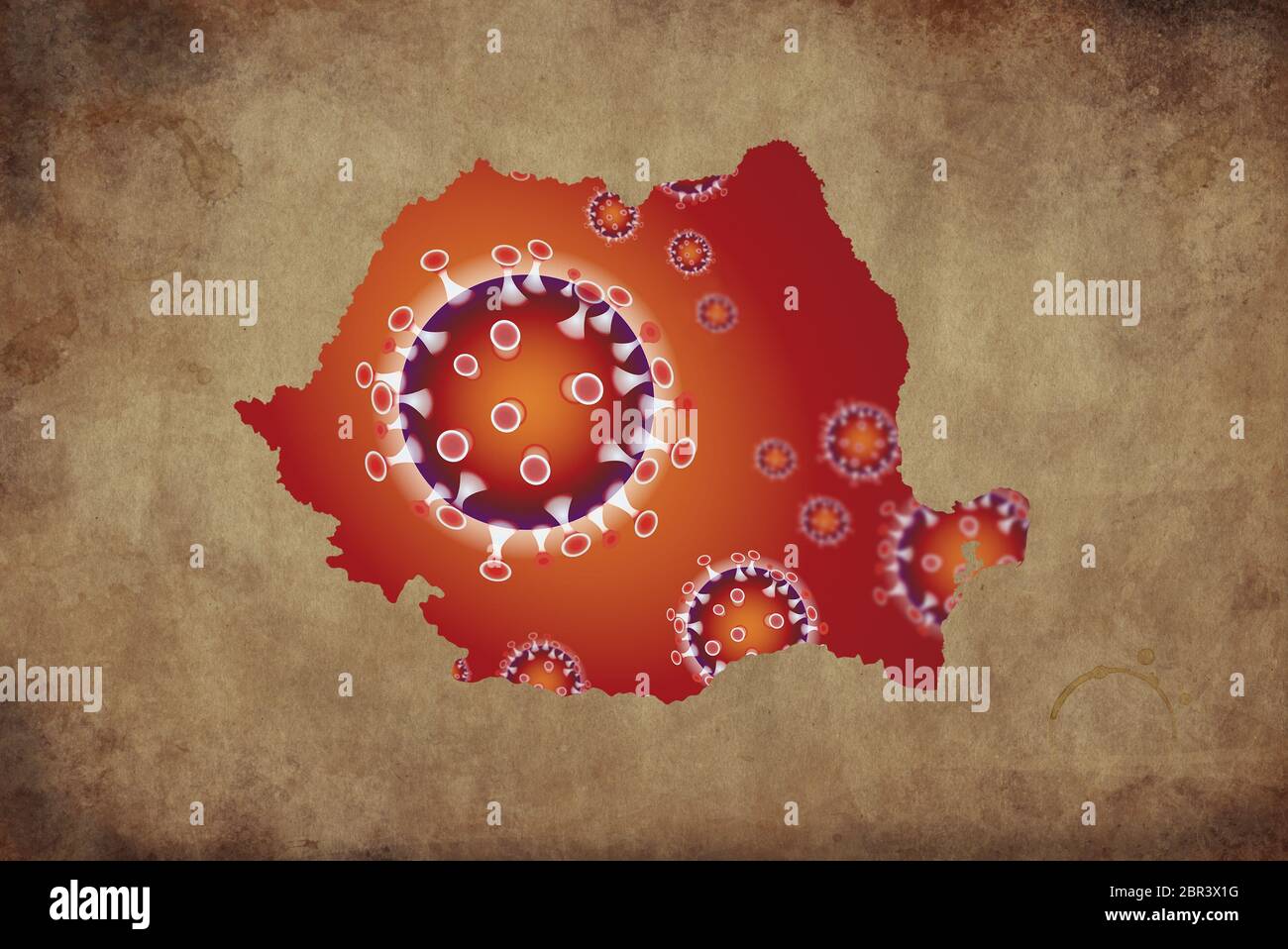 Coronavirus map Romania, pandemic, epidemic virus covid-19 disease ...
