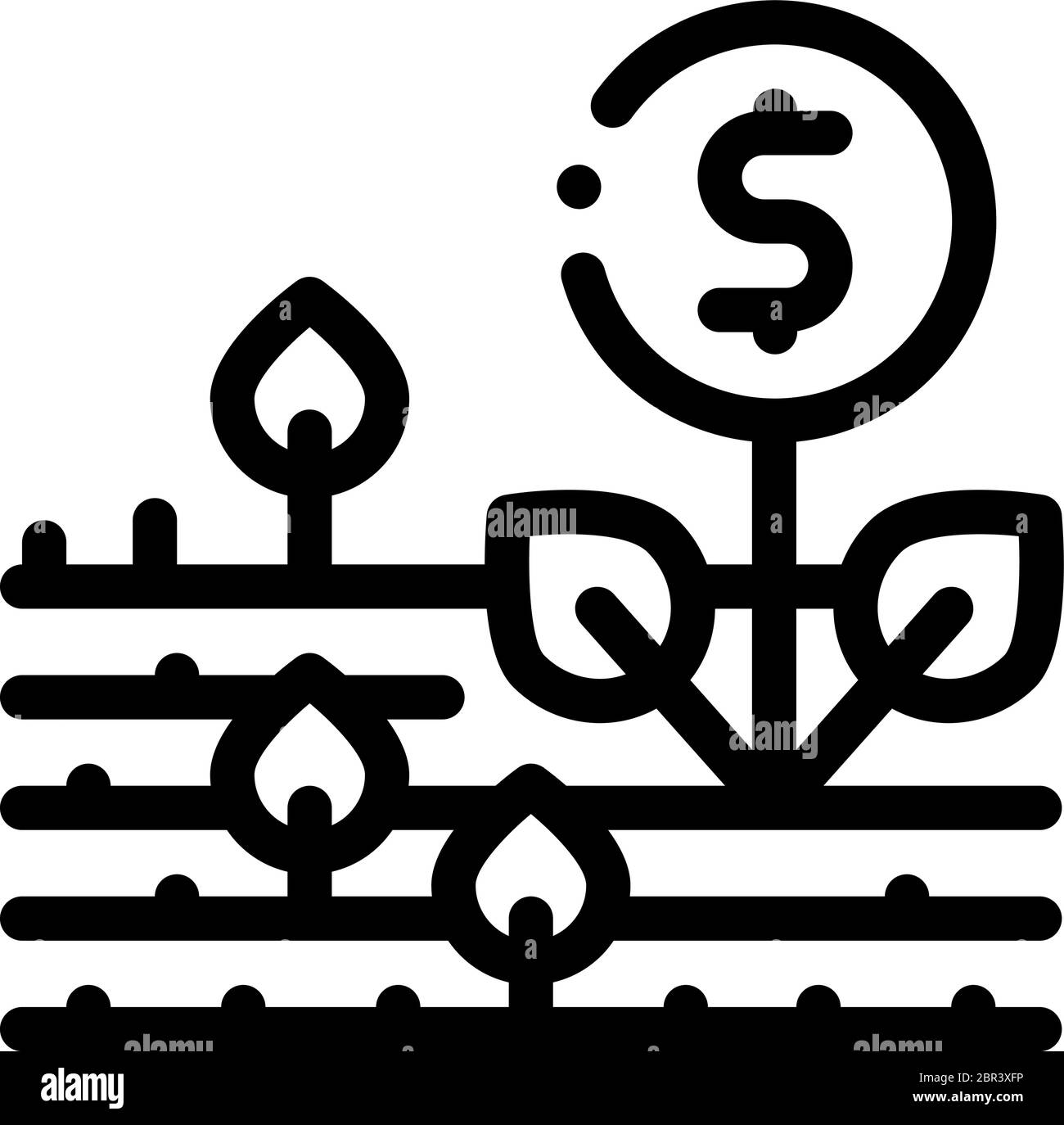 money tree on field icon vector outline illustration Stock Vector Image ...