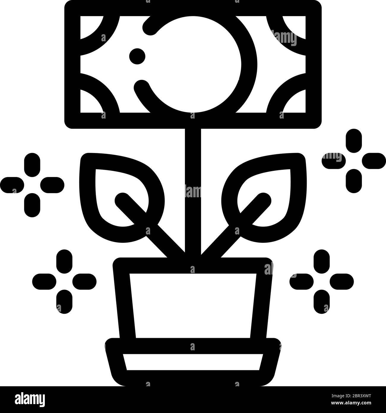 money tree in pot icon vector outline illustration Stock Vector Image ...
