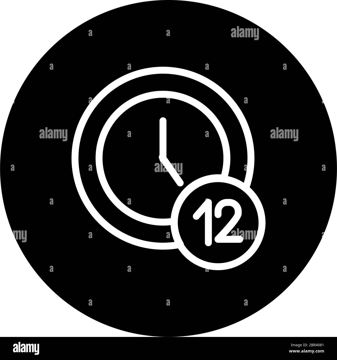 clock with 12 number icon over white background, block style, vector ...