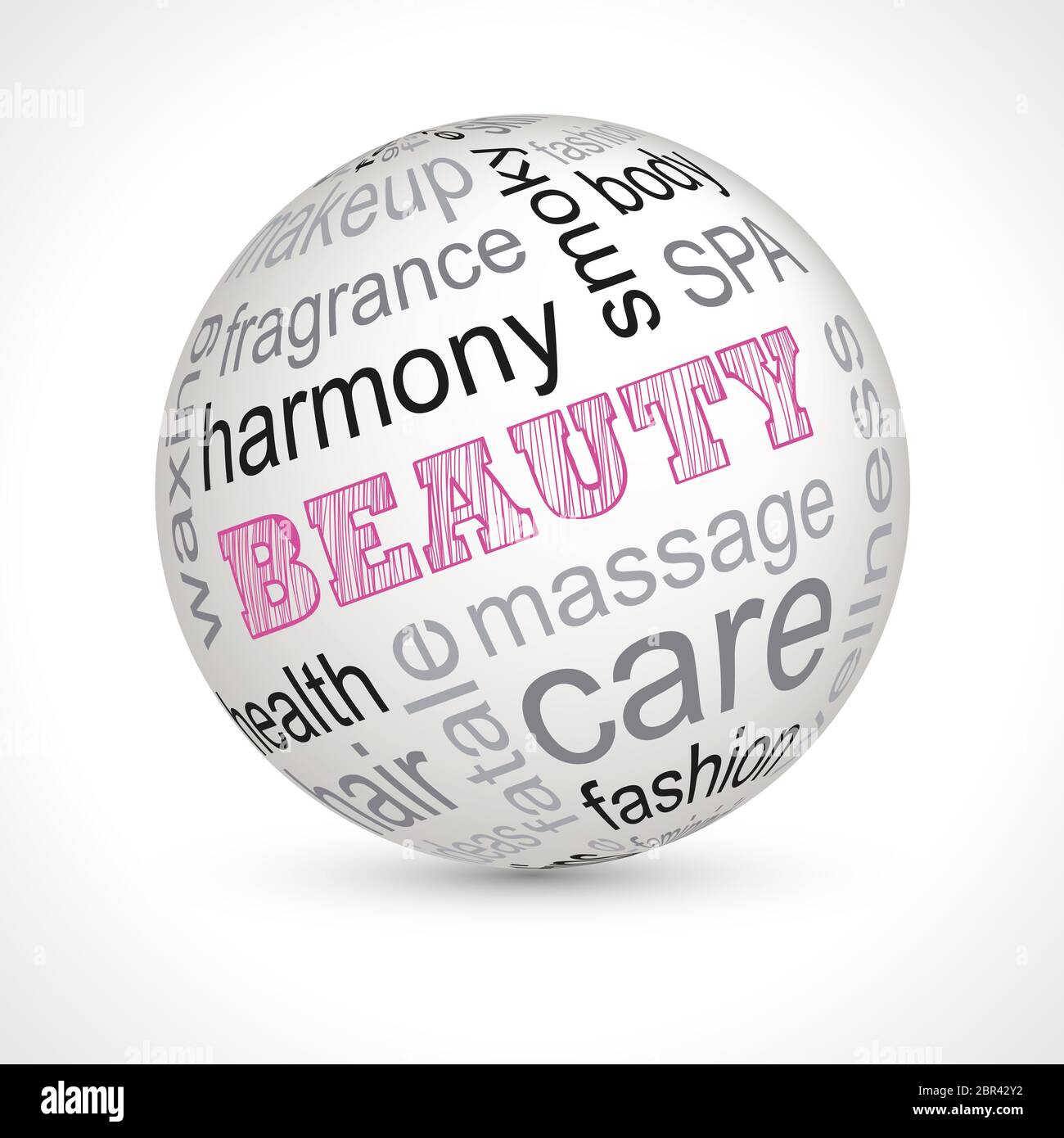 Beauty theme sphere with keywords full Stock Photo - Alamy