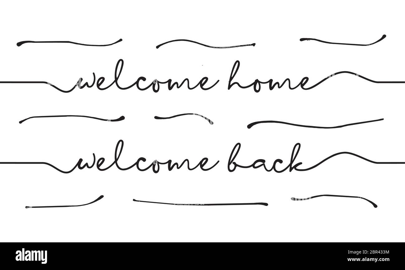 welcome home, welcome back, handwriting with scribble background Stock ...