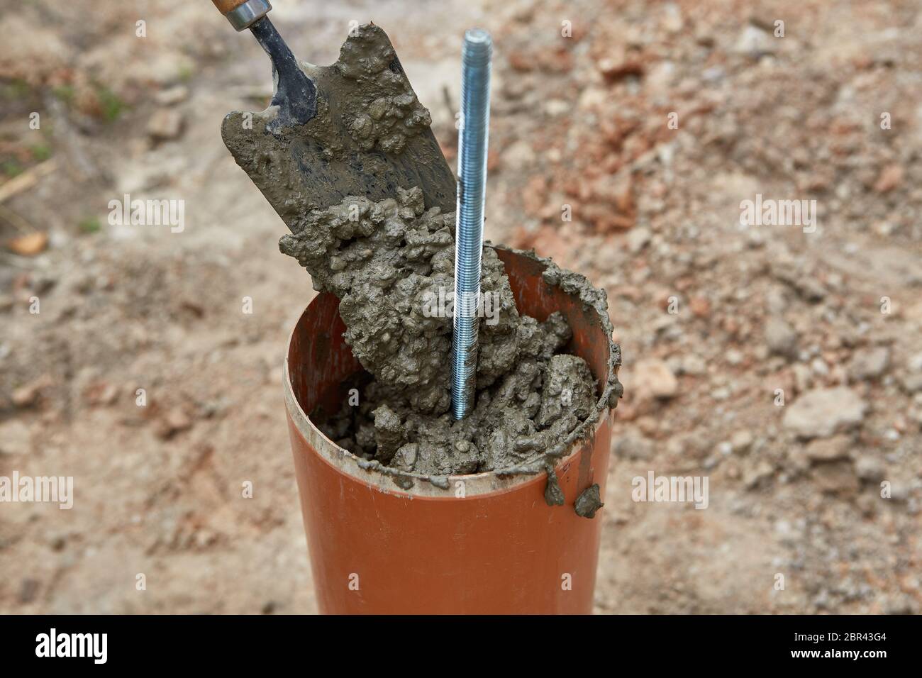Installation of piles foundation, filling is bored pile of concrete ...