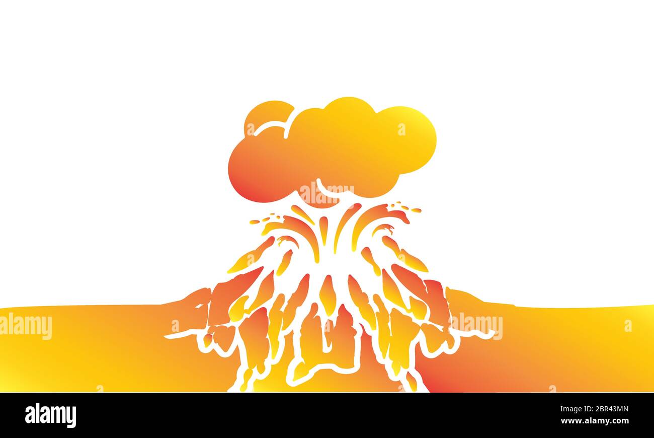 mountain eruption on white background. volcano vector illustration ...