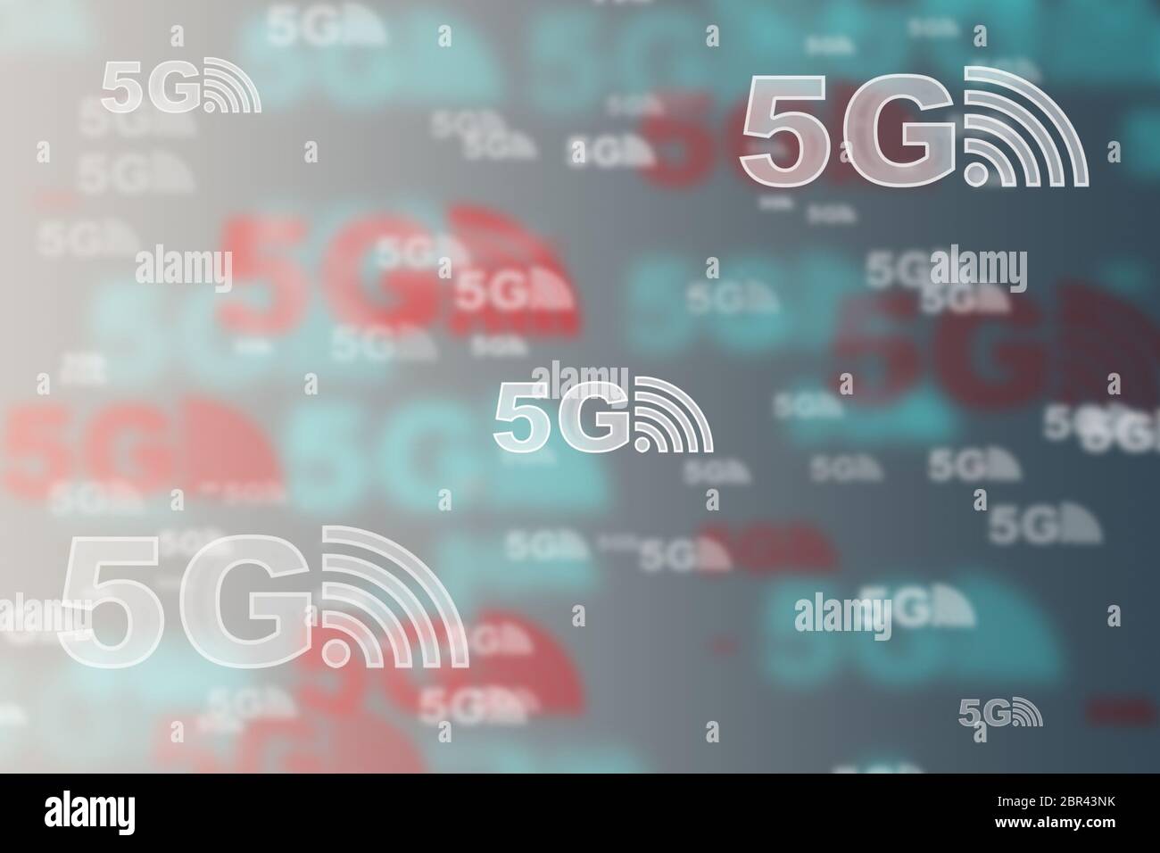 A beautiful glowing icon 5g of bokeh effect on a colorful background ...