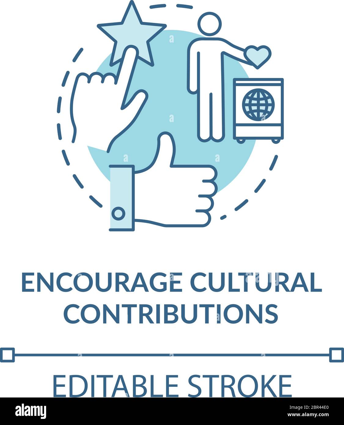 Encourage turquoise cultural contribution concept icon Stock Vector ...
