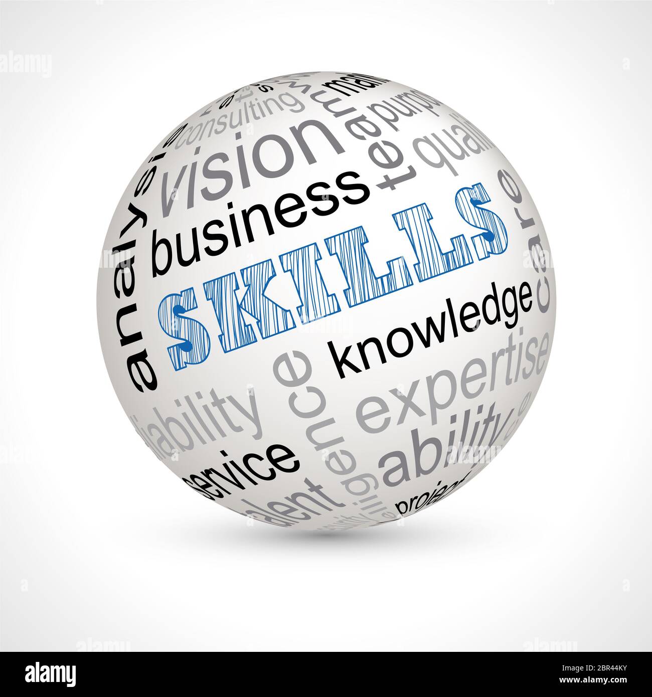 skills theme sphere with keywords full Stock Photo - Alamy