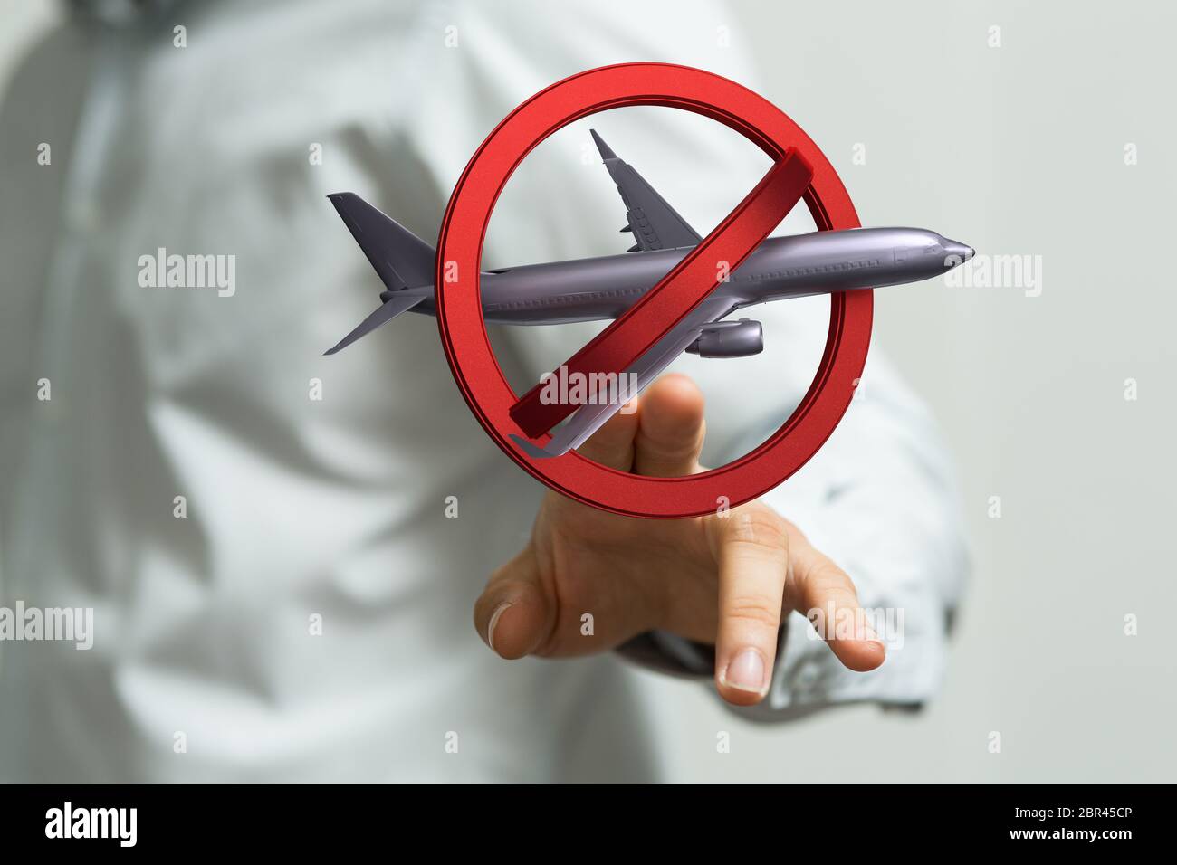 travel with plane prohibited warning sign Stock Photo - Alamy