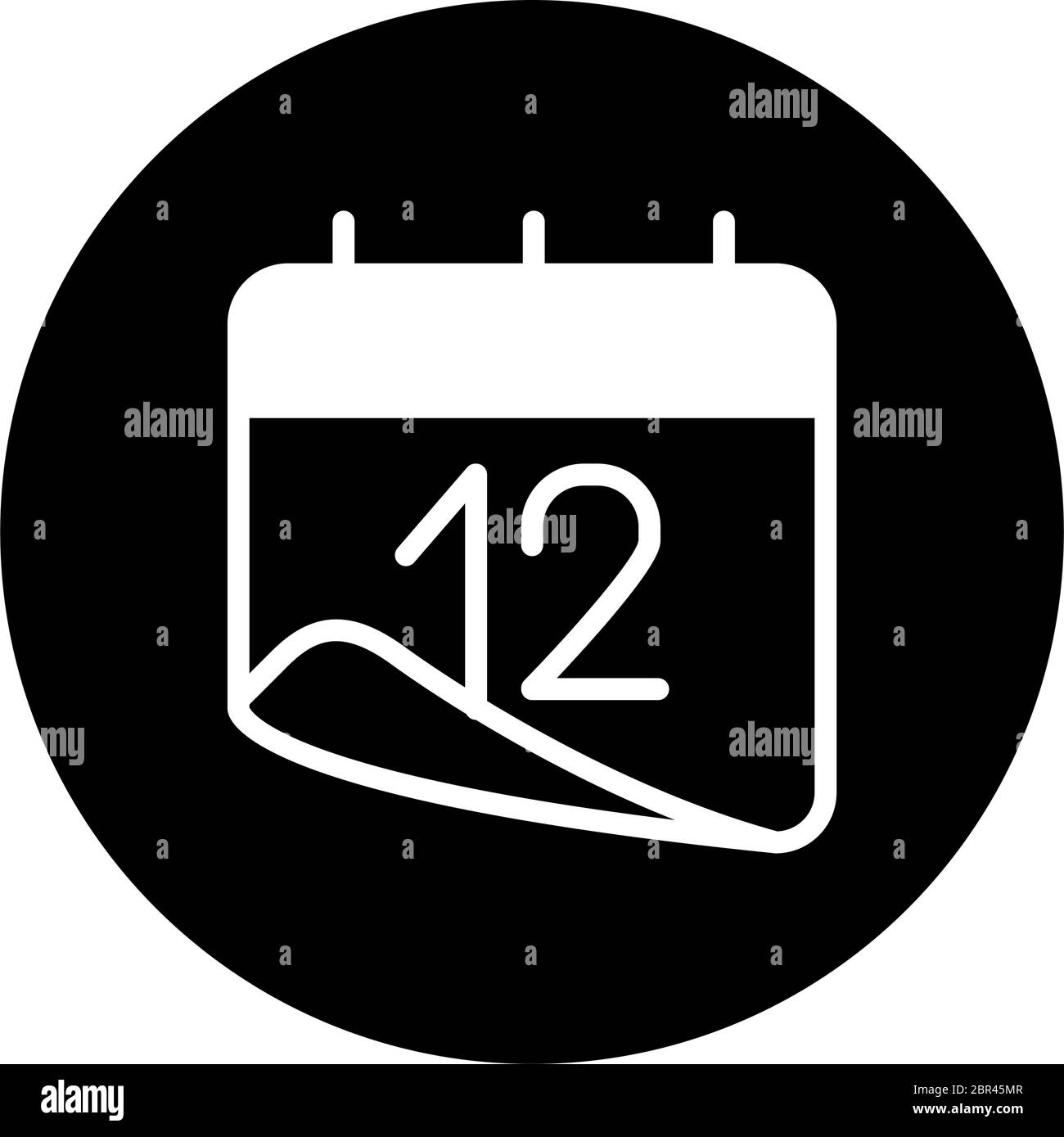 calendar with 12 number icon over white background, block style, vector ...