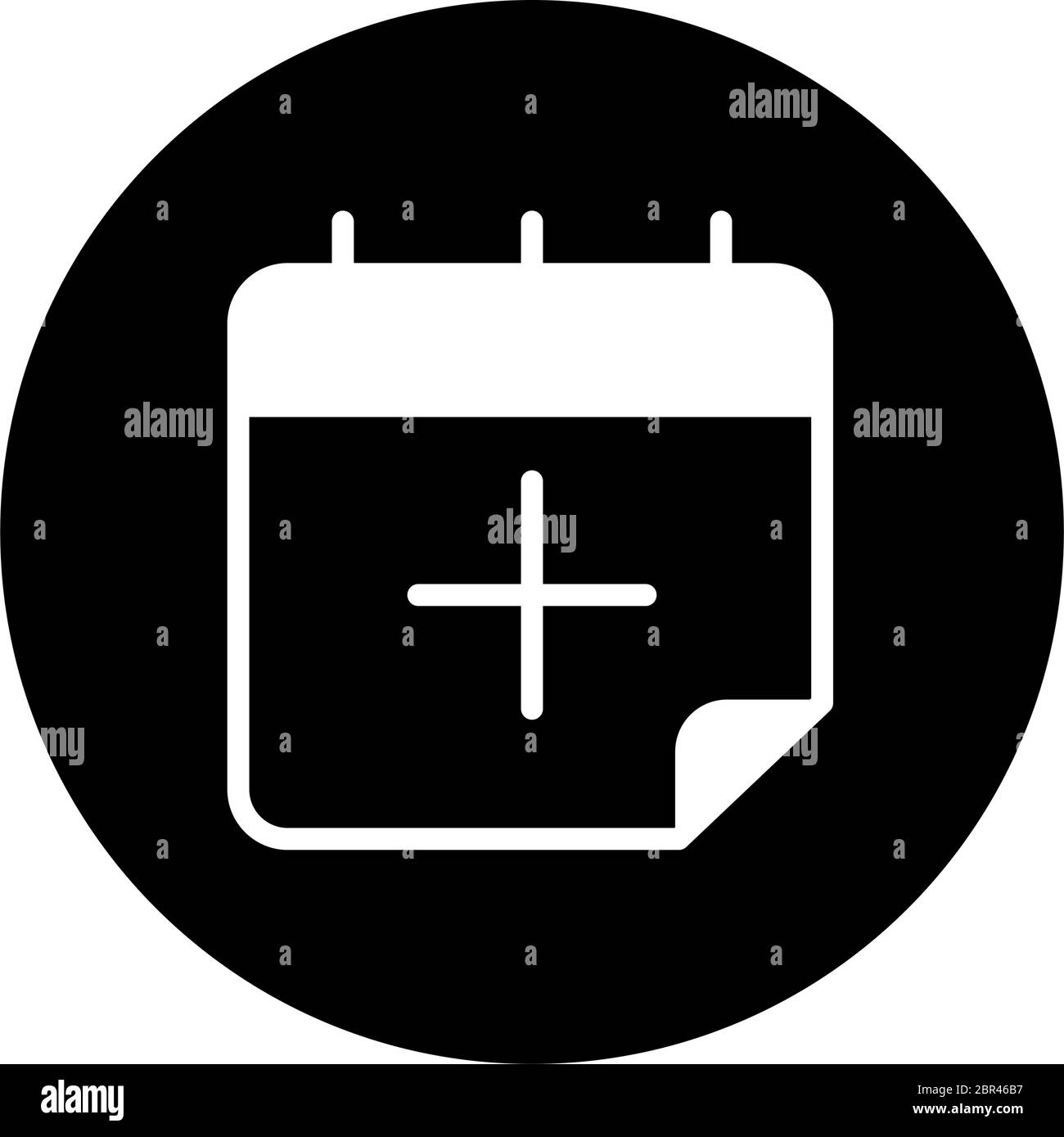 calendar with plus icon over white background, block style, vector ...