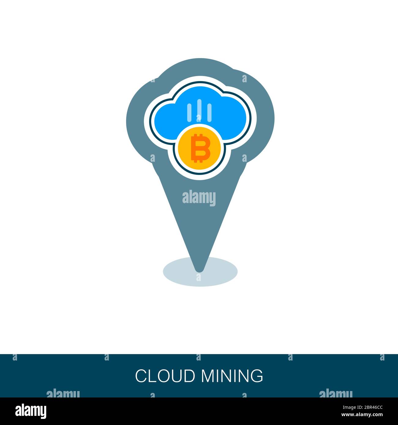 Cryptocurrency cloud mining pin map icon. Map pointer. Map markers ...