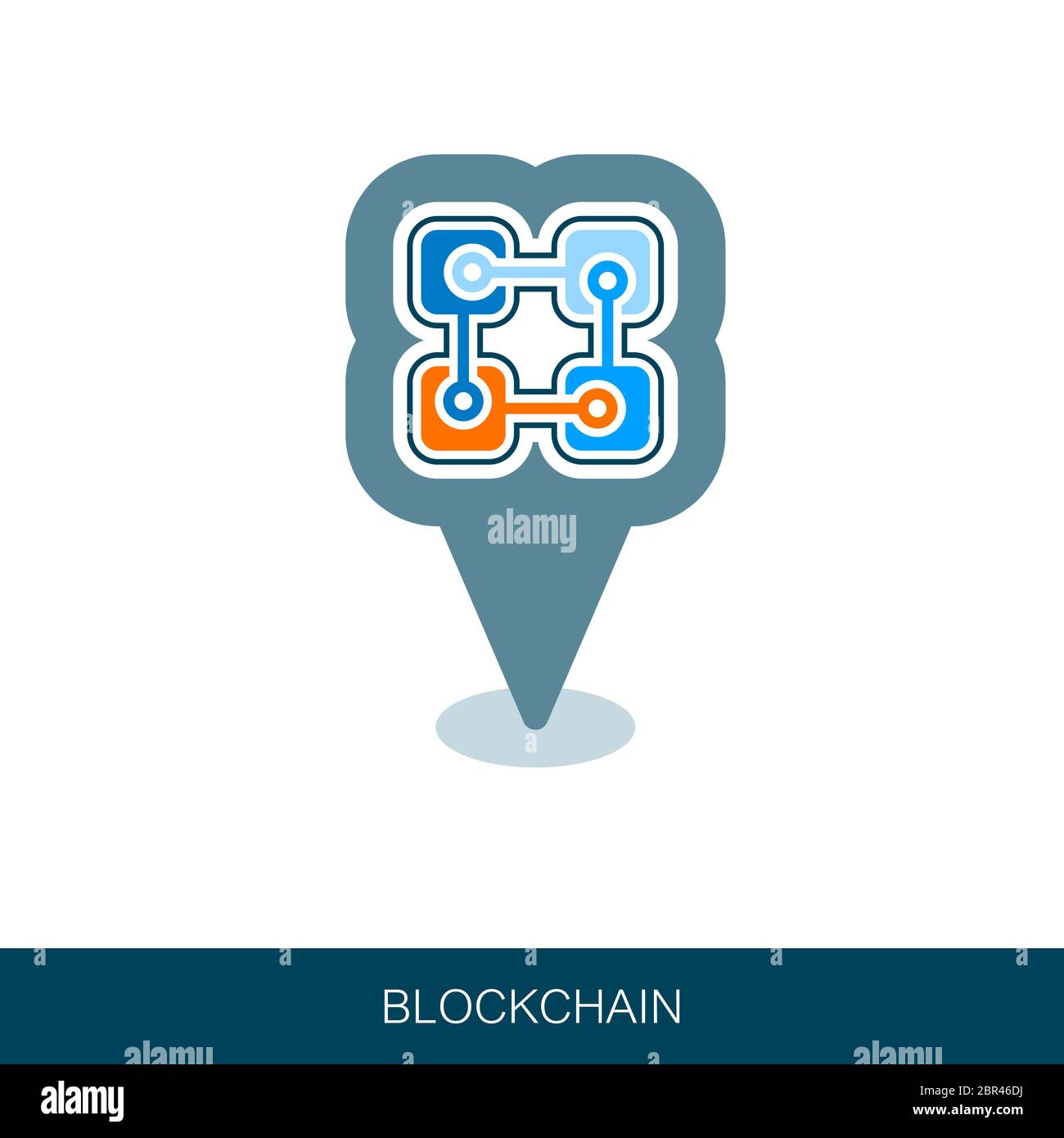 Blockchain vector pin map icon. Map pointer. Map markers. Vector design of blockchain technology ...