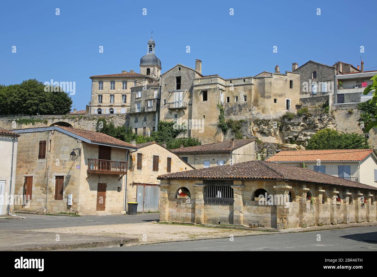 Traditional buildings in Bourg, which is a village located on the bank ...