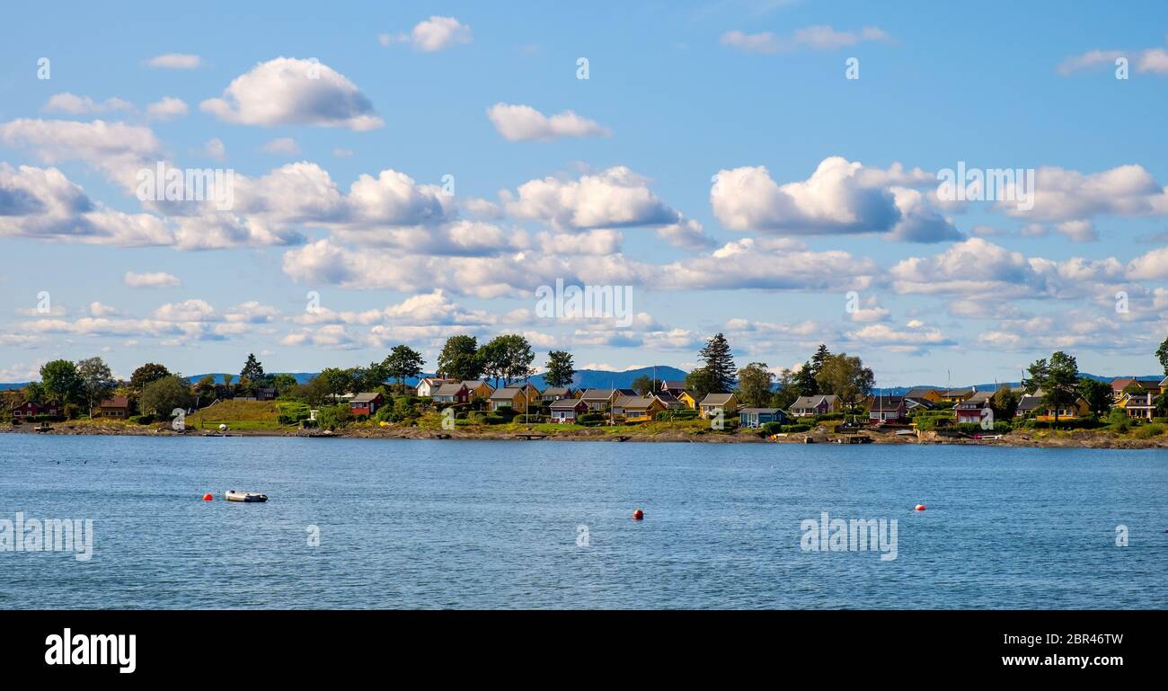 Oslo, Ostlandet / Norway - 2019/09/02: Panoramic view of Nakholmen ...