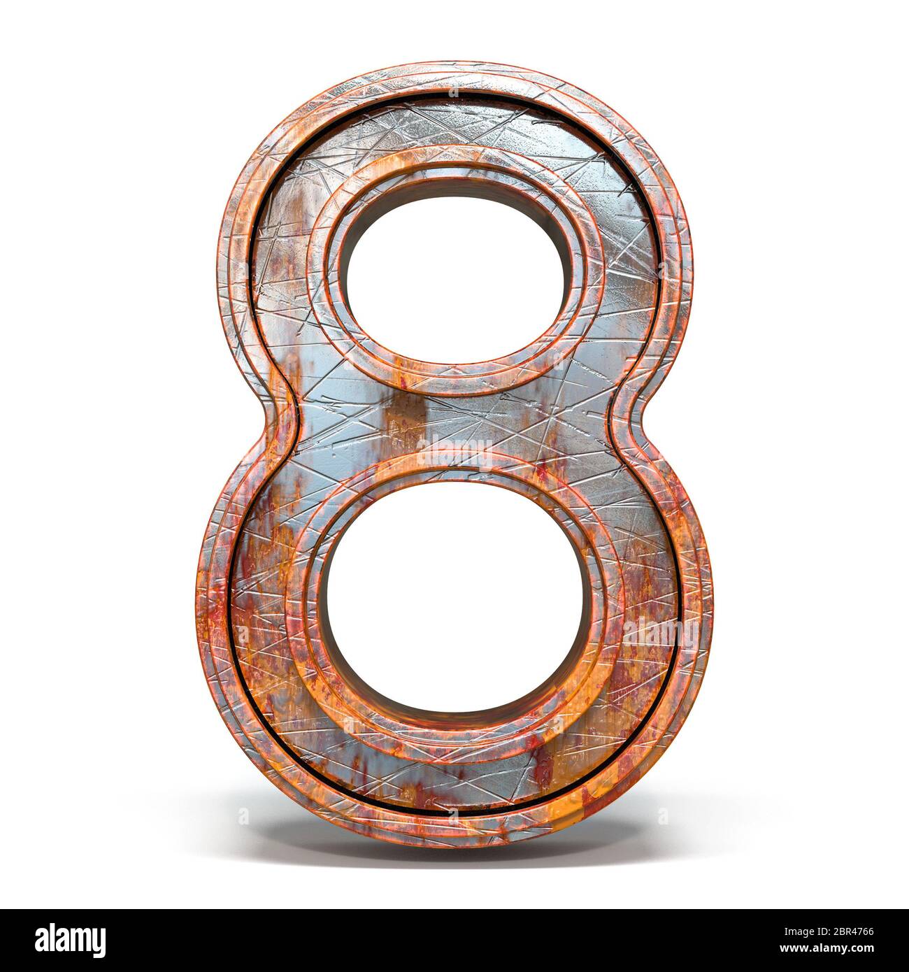 Rusty metal font Number 8 EIGHT 3D render illustration isolated on ...