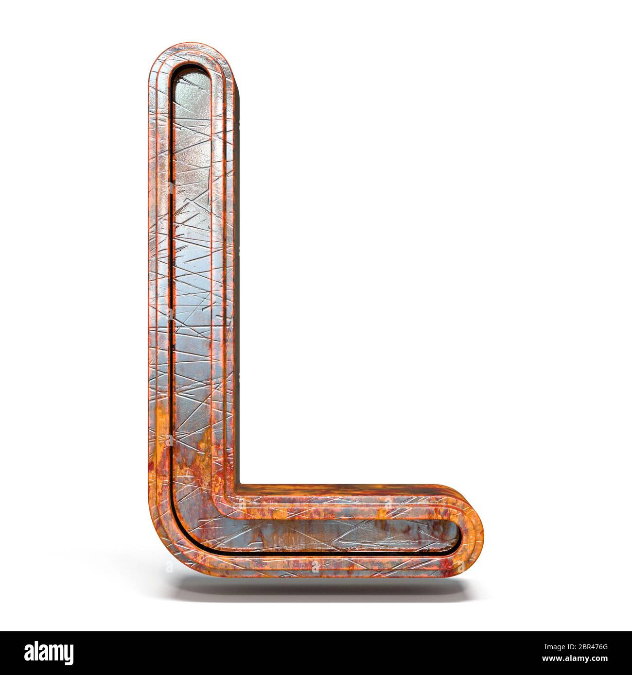 Rusty metal font Letter L 3D render illustration isolated on white ...