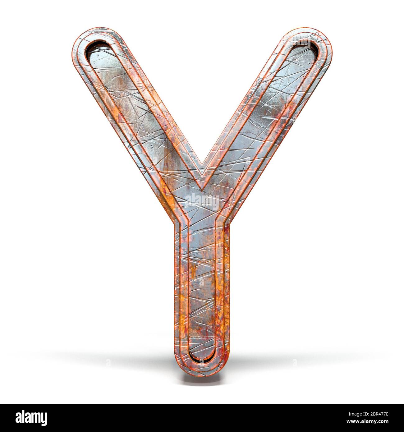 Rusty metal font Letter Y 3D render illustration isolated on white ...