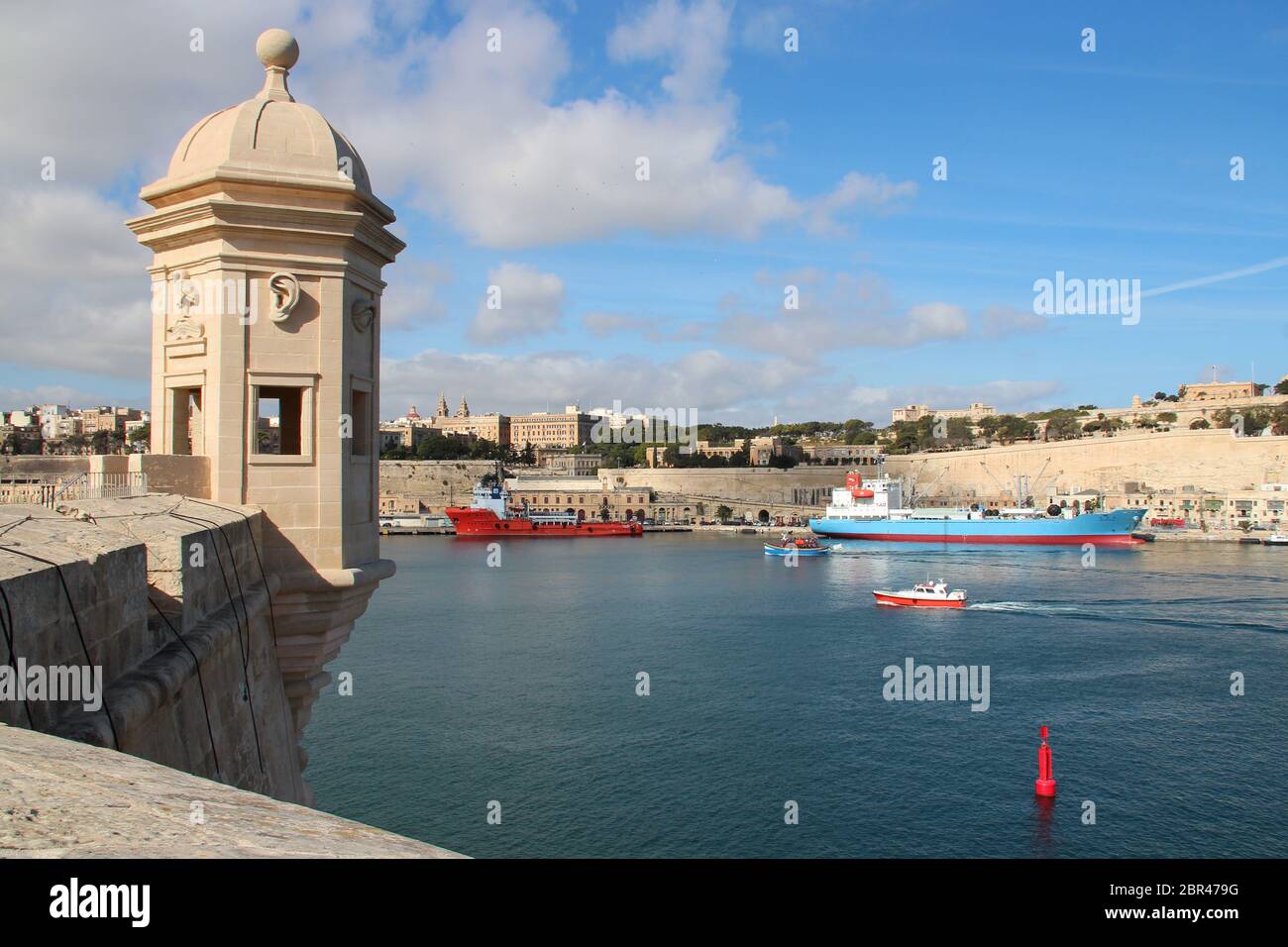 watchtower in the gardjola gardens in senglea and valletta (malta Stock ...