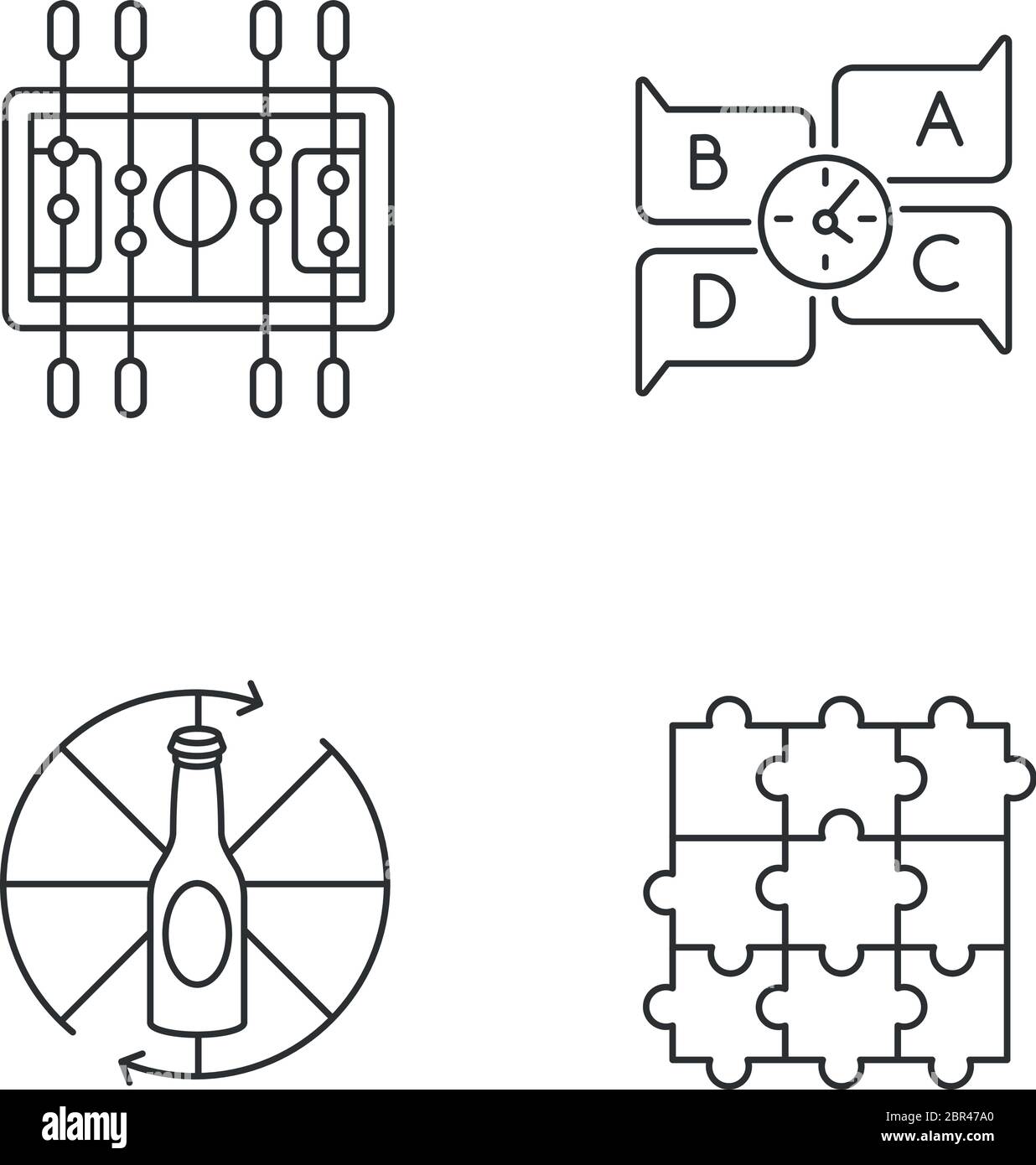 Friendly party games pixel perfect linear icons set Stock Vector Image ...