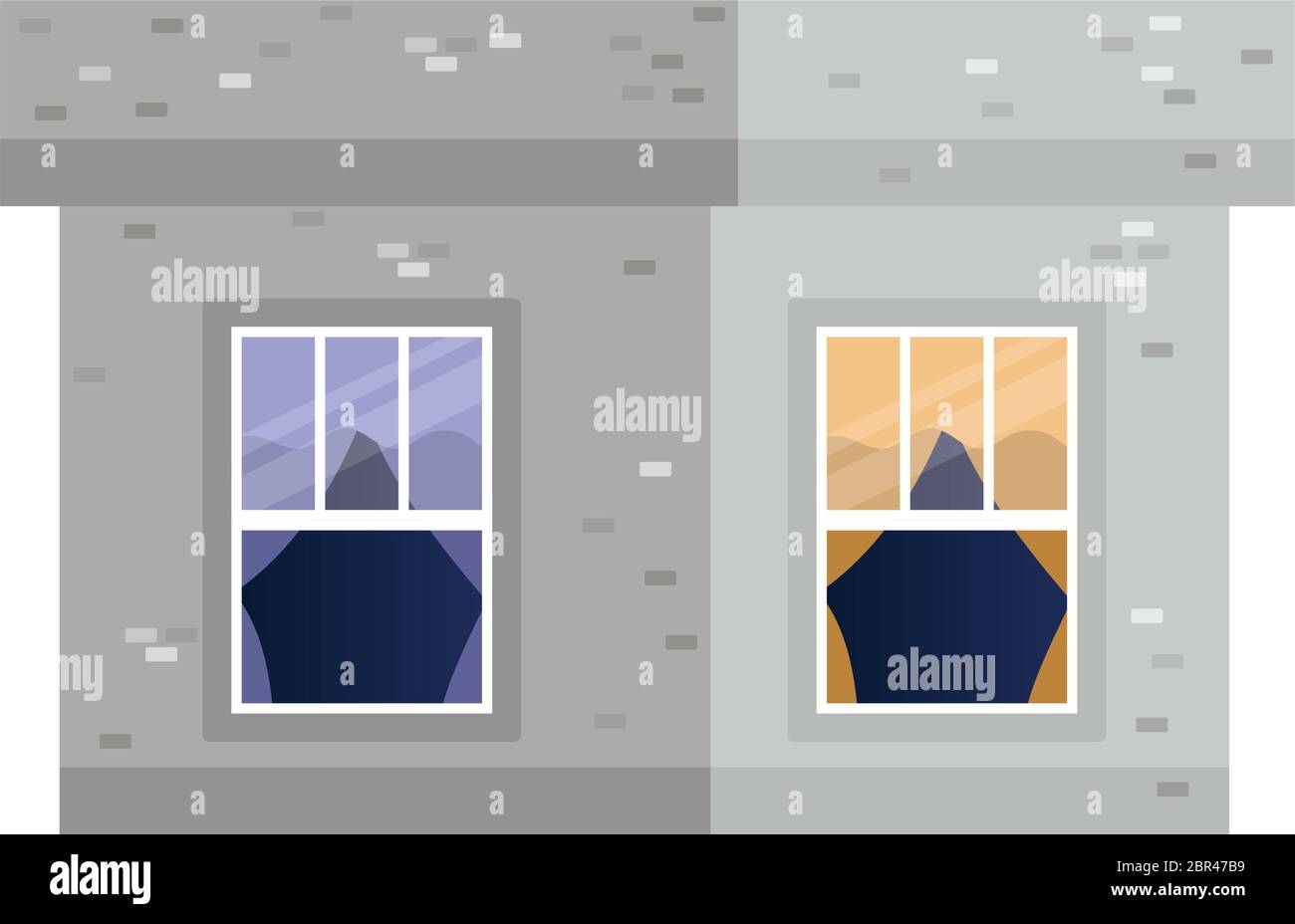 Isolated windows outside gray building vector design Stock Vector Image ...