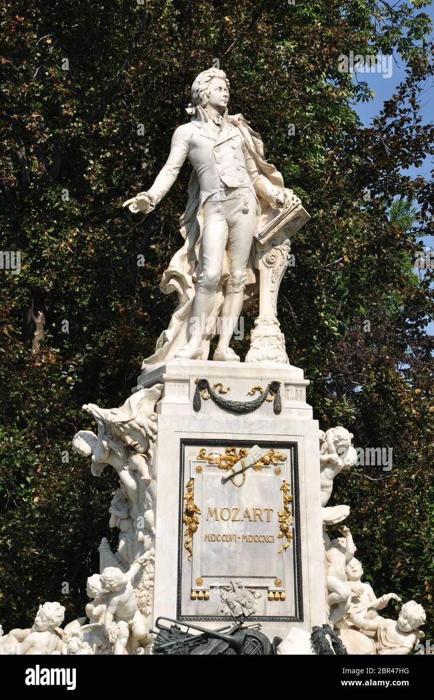 Wolfgang Amadeus Mozart's monument (1896) in Burggarten near ...
