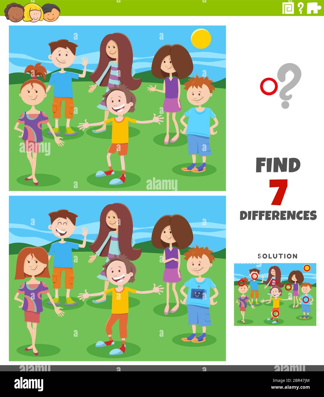 Cartoon Illustration of Finding Differences Between Pictures ...
