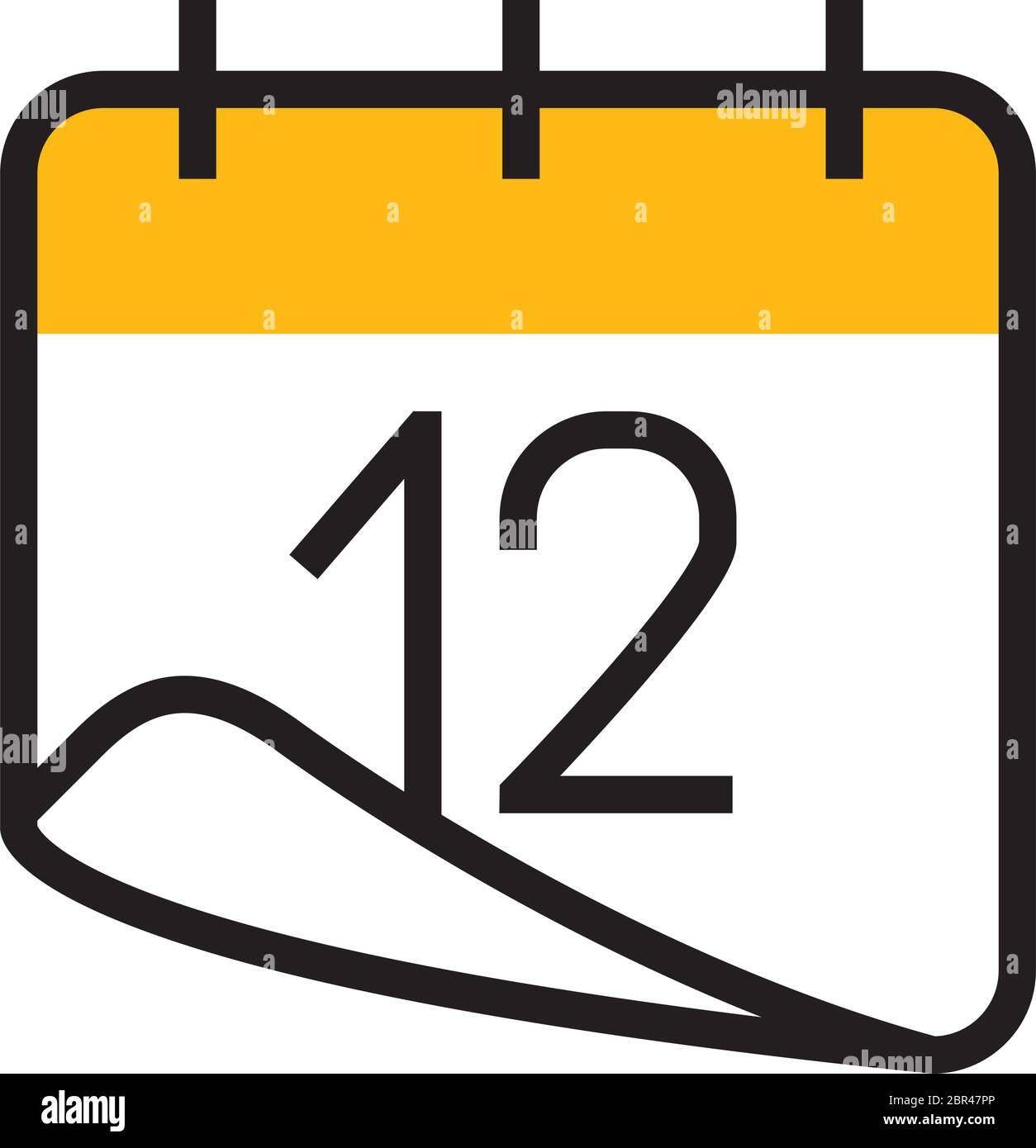 calendar with 12 number icon over white background, half line half ...