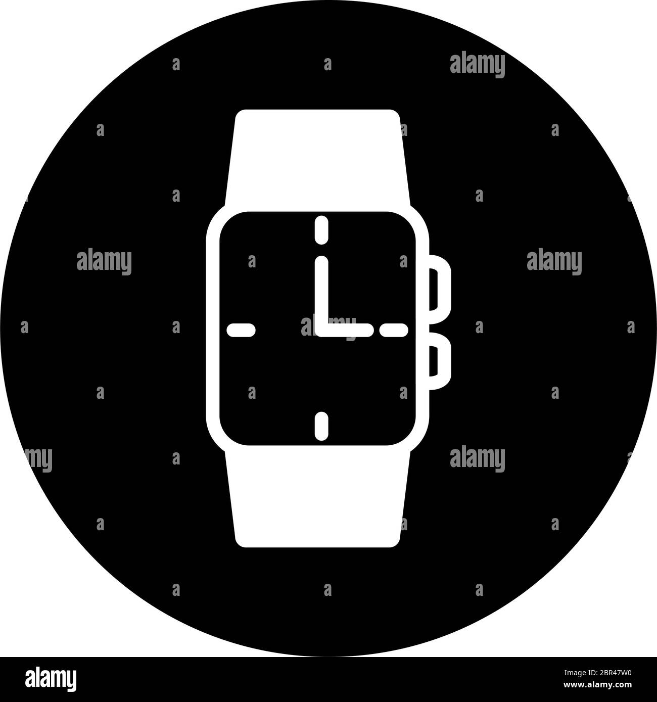men watch icon over white background, block style, vector illustration ...