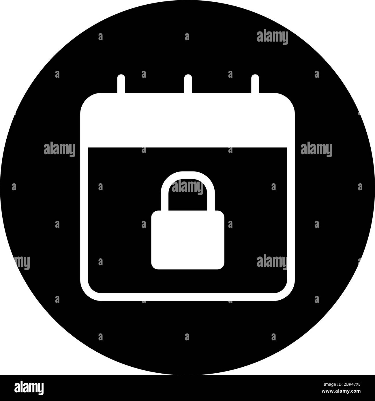 calendar with padlock icon over white background, block style, vector ...