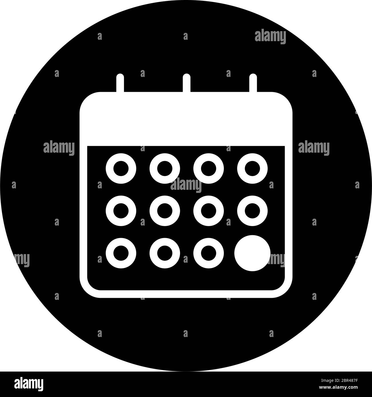 calendar icon over white background, block style, vector illustration ...