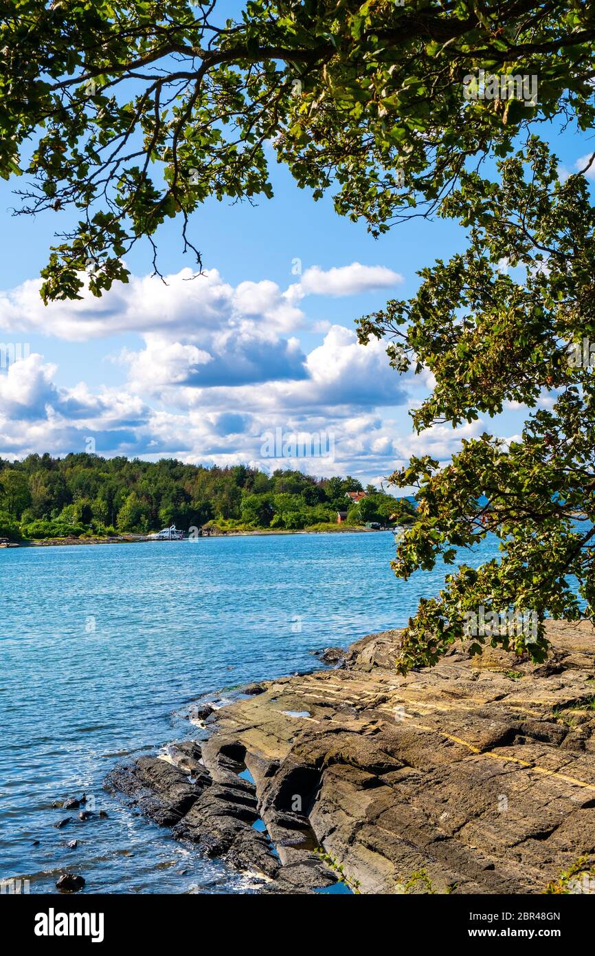 Oslo, Ostlandet / Norway - 2019/09/02: Panoramic view of Oslofjord ...