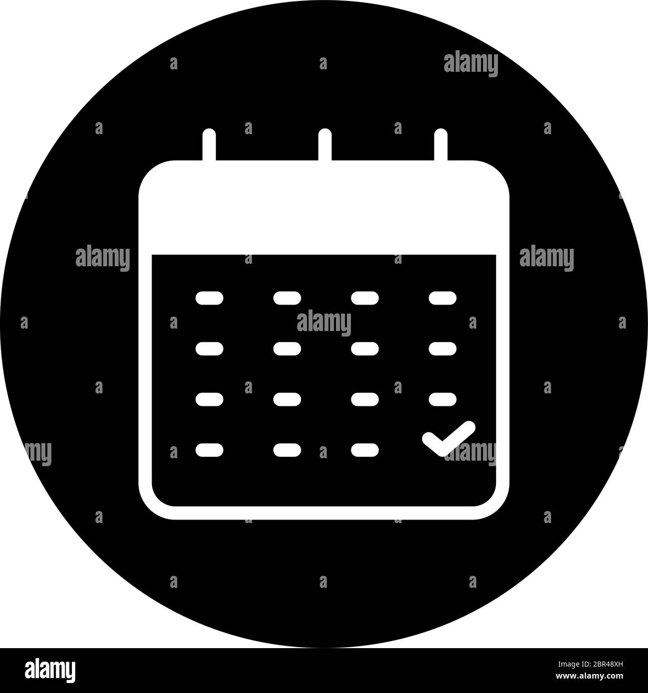 calendar with check mark icon over white background, block style ...