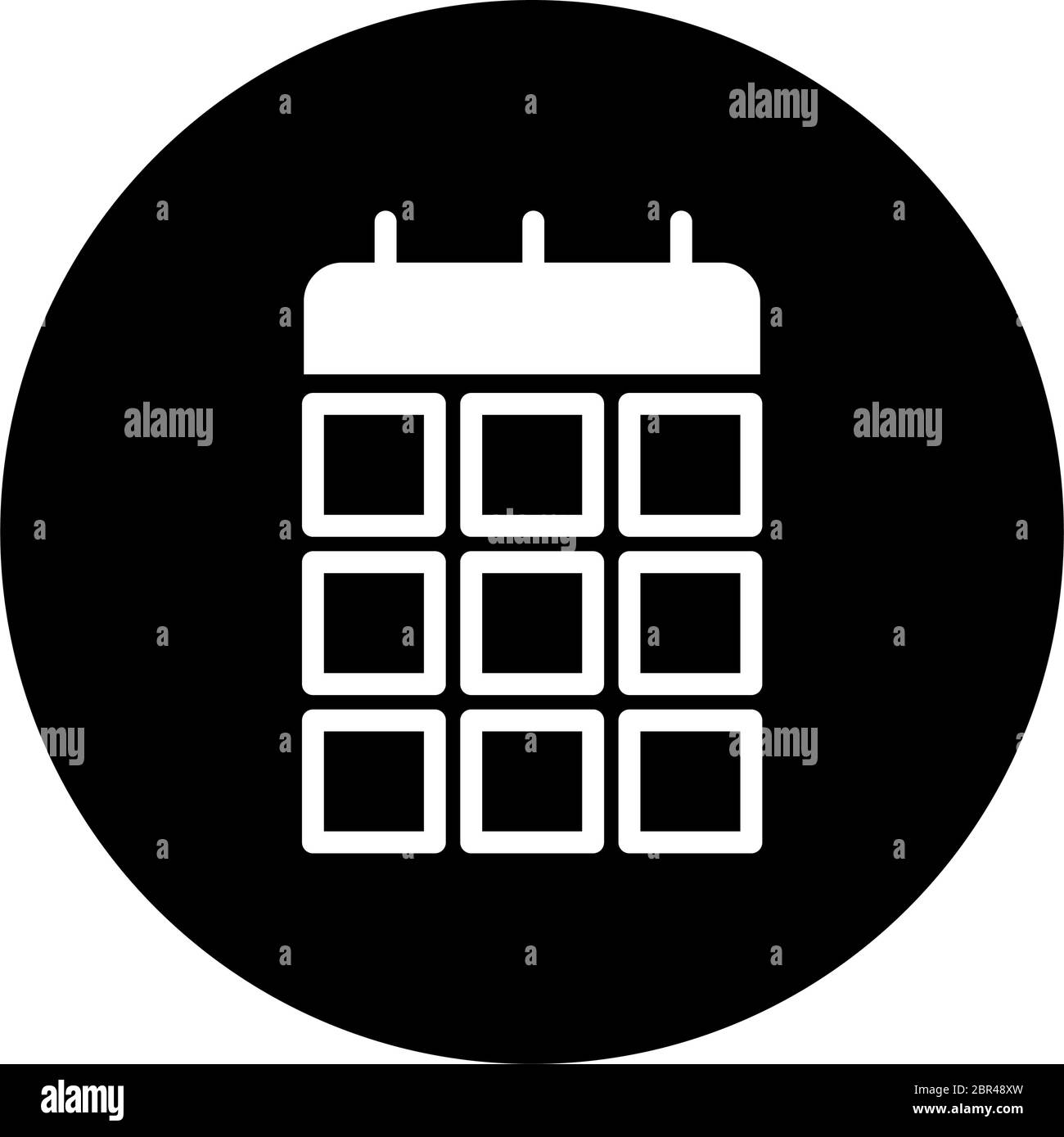 calendar with squares icon over white background, block style, vector ...